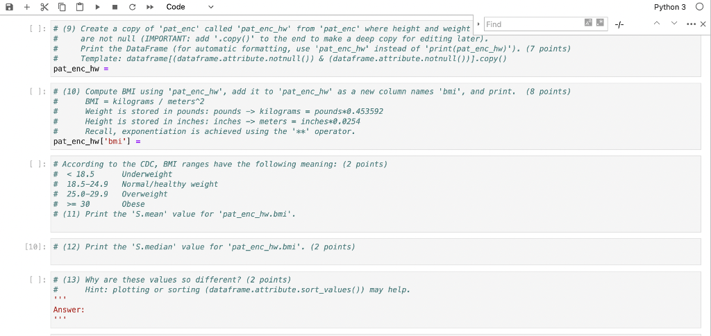 Solved a + Code Python 3 0 Find -- ...X [5]: # (2) Define | Chegg.com