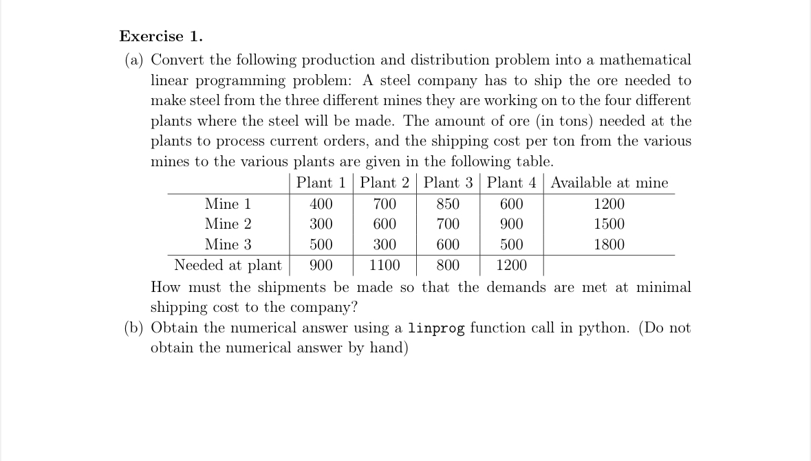 Solved Exercise 1 A Convert The Following Production And