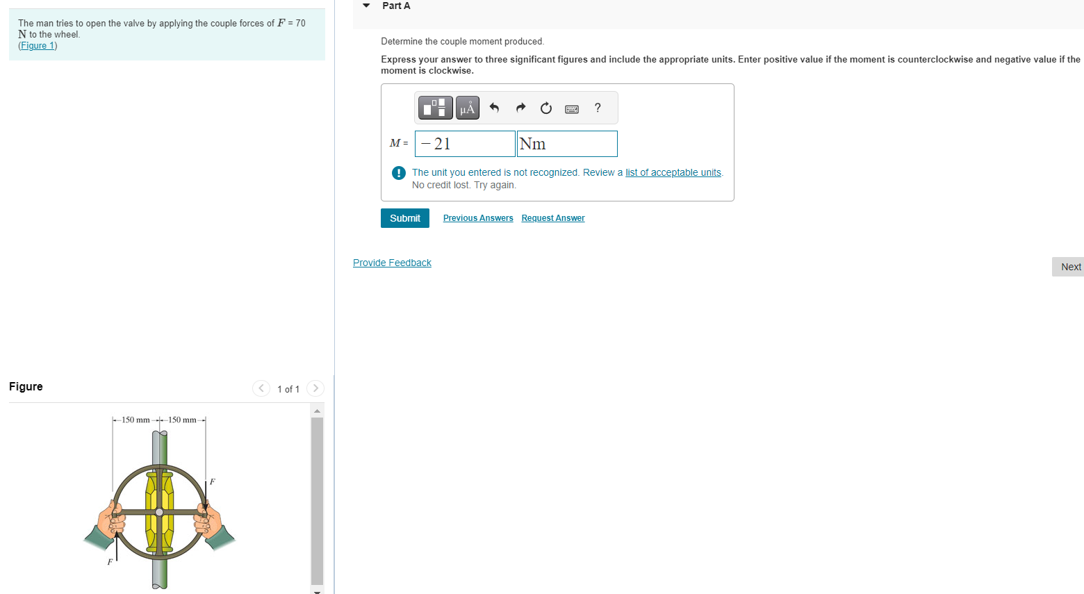 Solved The man tries to open the valve by applying the | Chegg.com