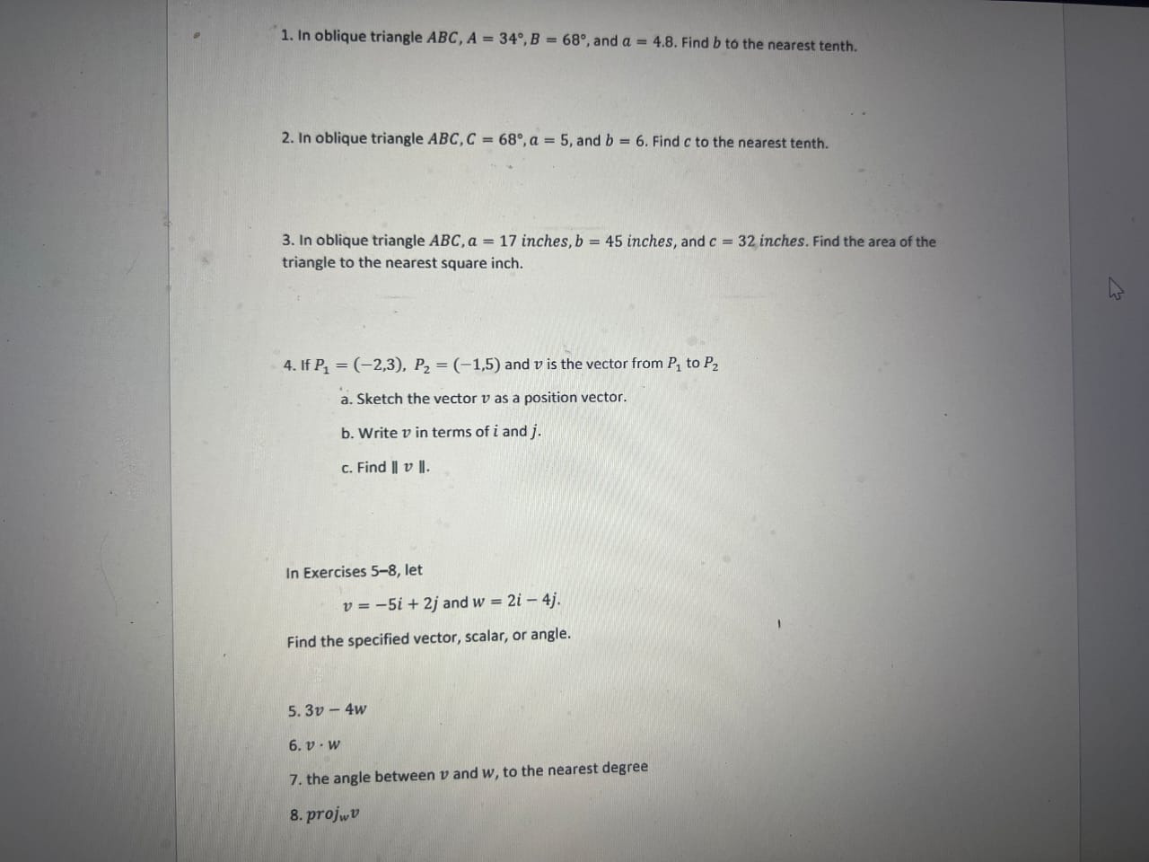 In oblique triangle ABC,A=34°,B=68°, and a=4.8. | Chegg.com In oblique triangle ABC,A=34°,B=68°, and a=4.8. | Chegg.com