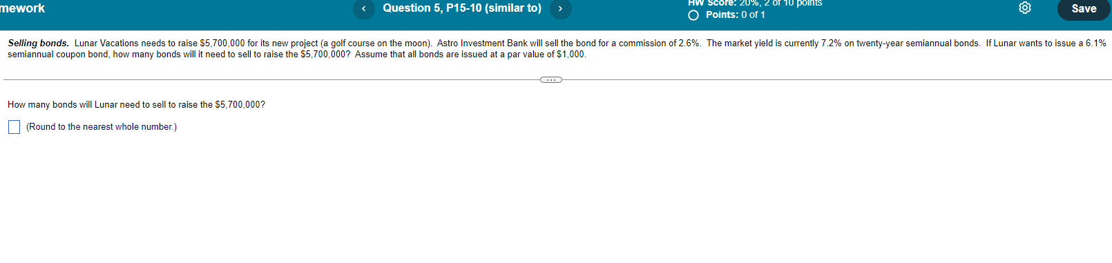 Solved mework Question 5, P15-10 (similar to) Points: 0 of 1 | Chegg.com