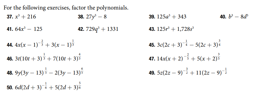 Solved For the following exercises, factor the polynomials. | Chegg.com