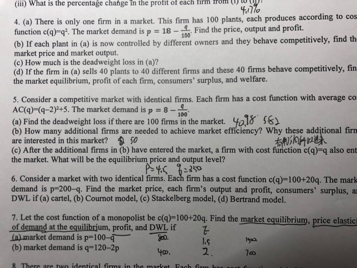 Solved change in the profit of each firm rom (1 (iii) What | Chegg.com