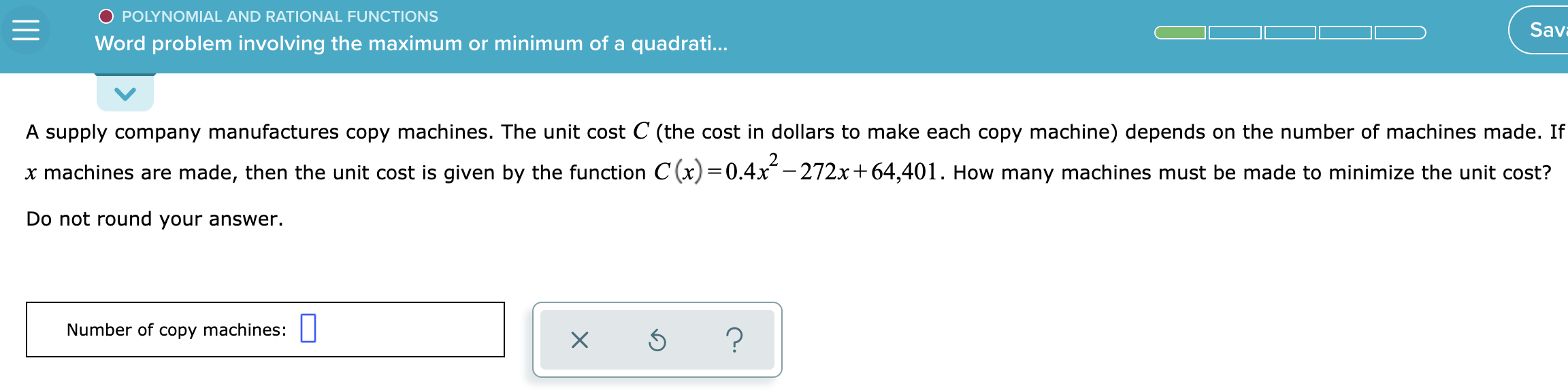 Solved = POLYNOMIAL AND RATIONAL FUNCTIONS Word problem | Chegg.com