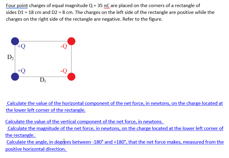 Solved Four point charges of equal magnitude Q = 35 nC are | Chegg.com
