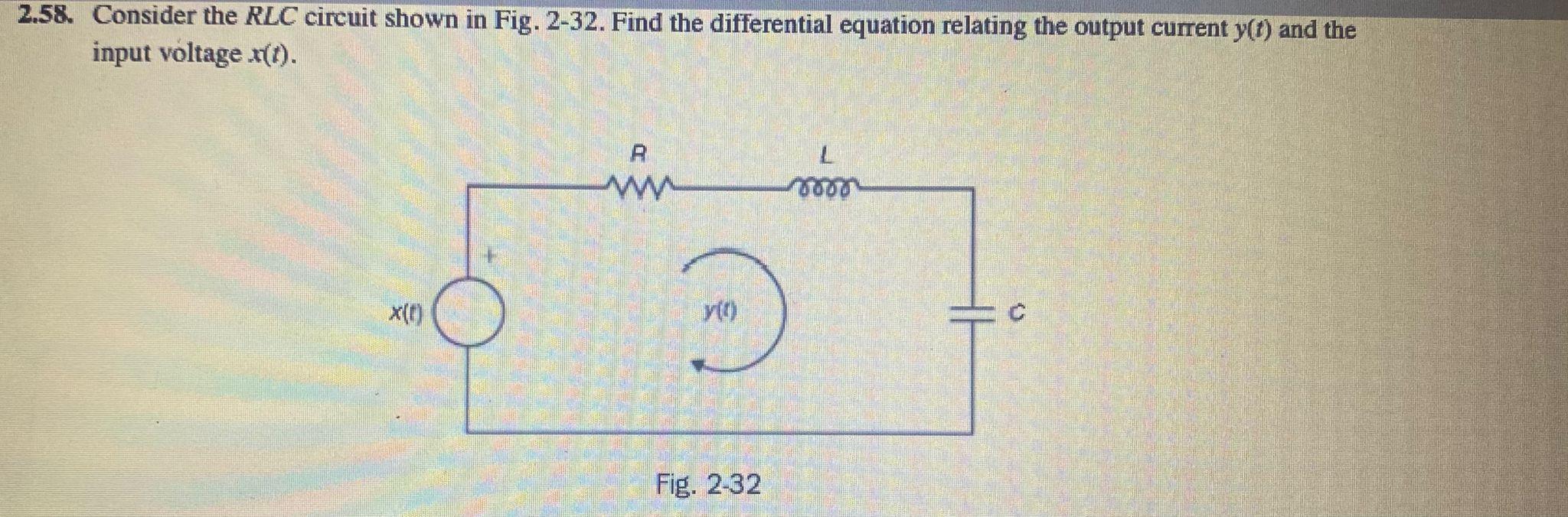Solved 2.58. Consider the RLC circuit shown in Fig. 2-32. | Chegg.com