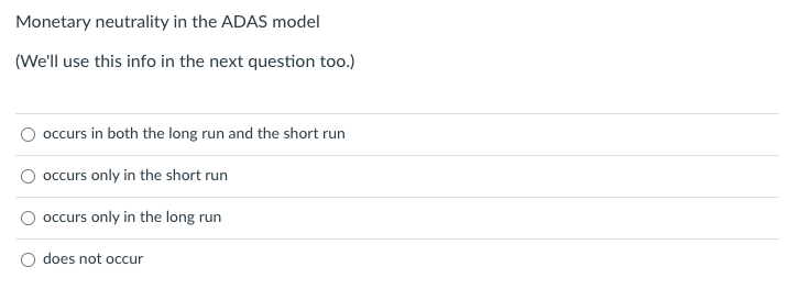 Solved Consider the (static) ADAS model in the short run. | Chegg.com