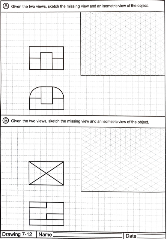 Solved A Given The Two Views Sketch The Missing View And 
