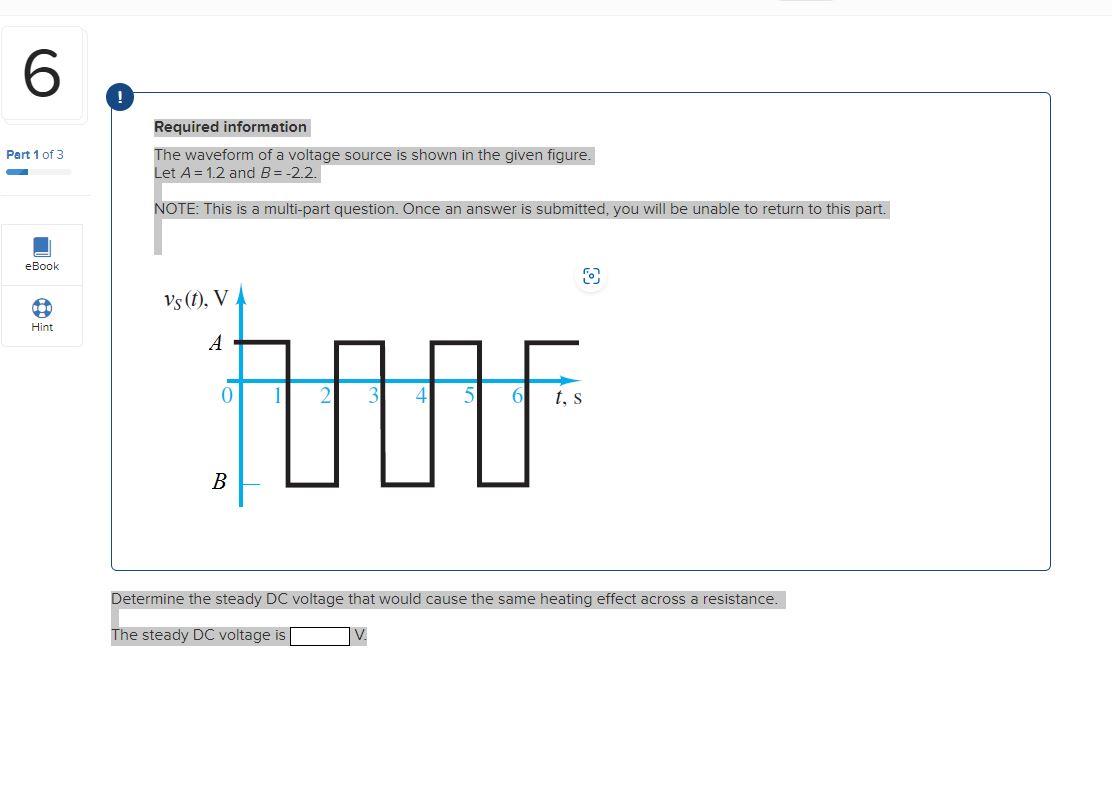 Solved Required information The waveform of a voltage source | Chegg.com