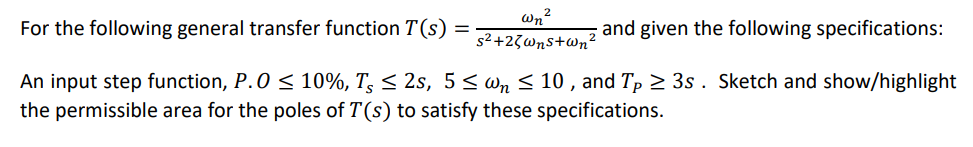 Solved For the following general transfer function T(S) 2 ωη | Chegg.com