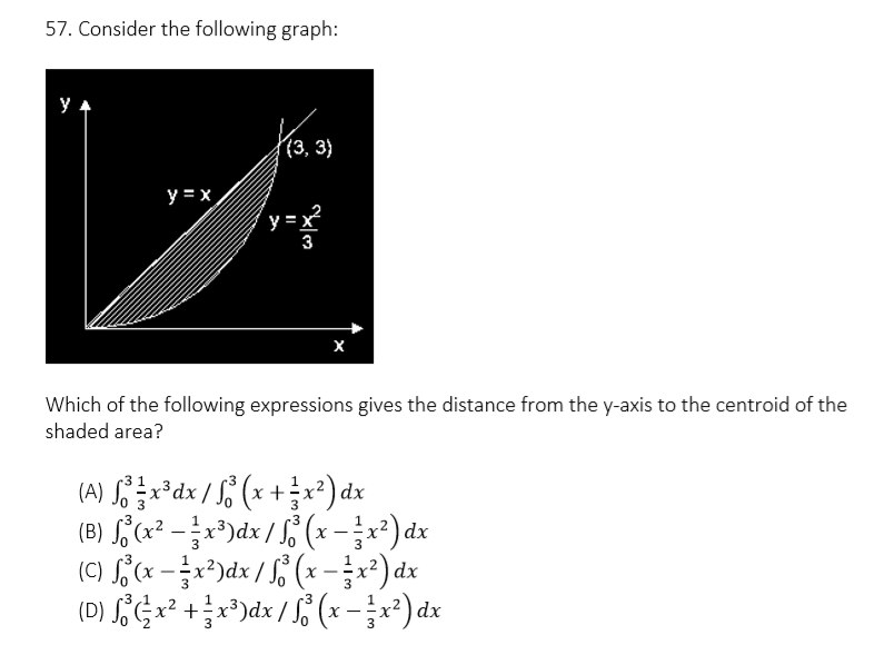 Solved 57. Consider the following graph: (3,3) y=x 3 Which | Chegg.com