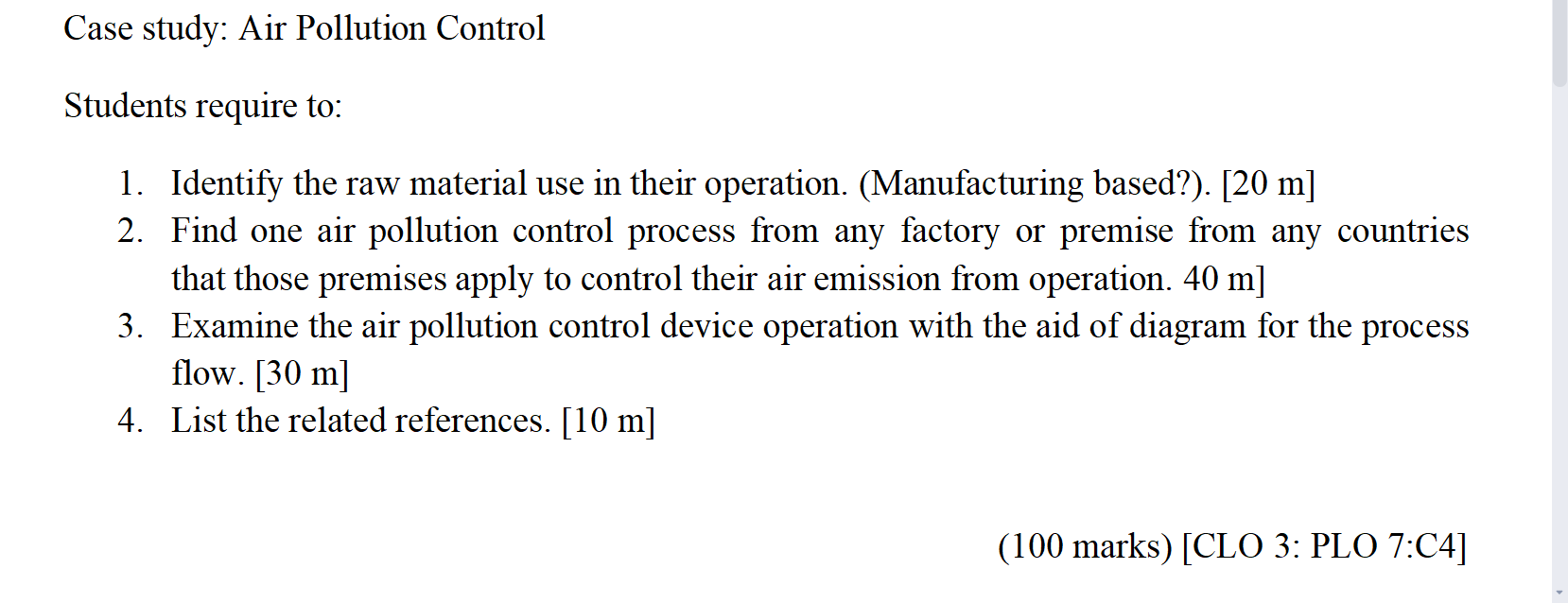 Solved Case study: Air Pollution Control Students require | Chegg.com