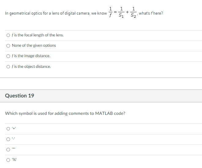Solved In geometrical optics for a lens of digital camera, | Chegg.com