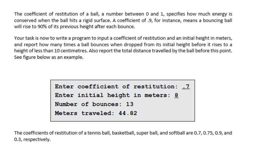 Solved The coefficient of restitution of a ball, a number | Chegg.com