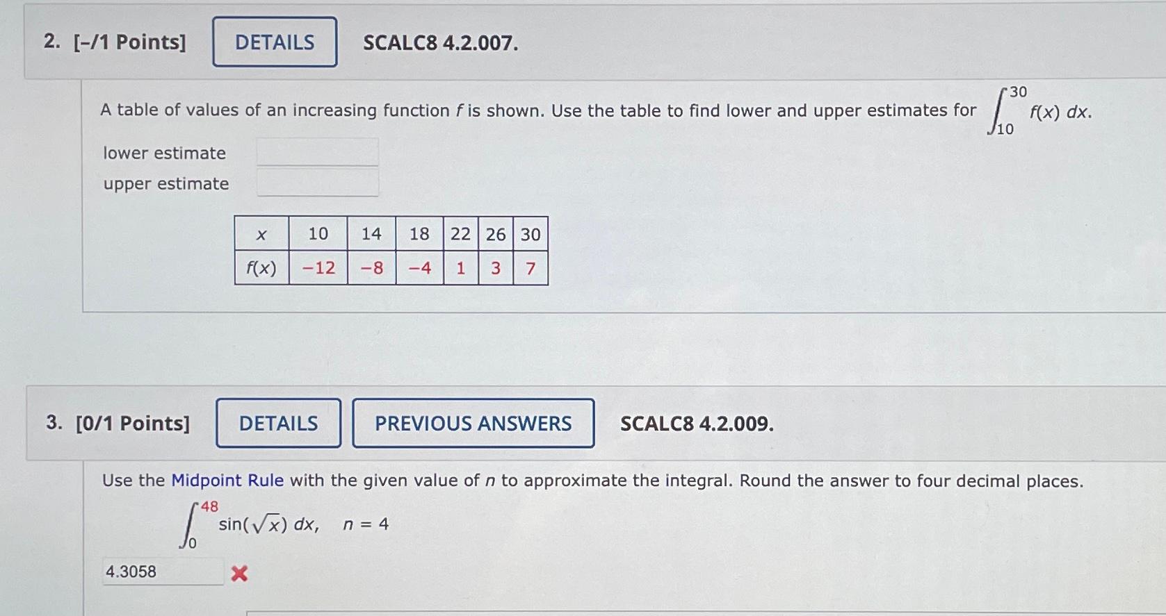 Solved 2. [-/1 Points] DETAILS SCALC8 4.2.007. A table of | Chegg.com