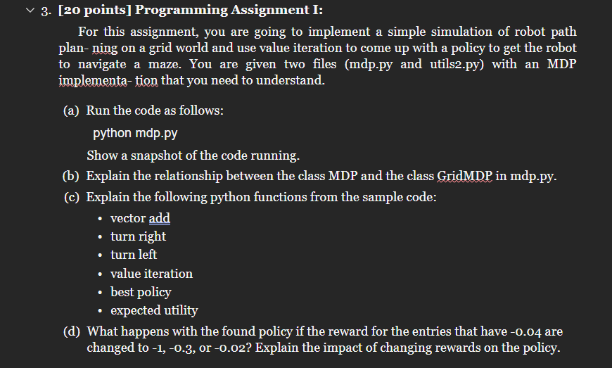 Solved 3. [20 ﻿points] ﻿Programming Assignment I:For this | Chegg.com