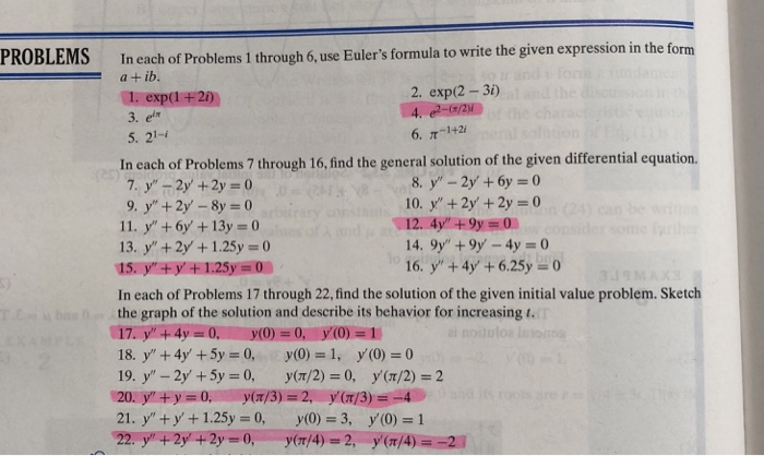 Solved PROBLEMS In each of Problems 1 through 6, use Euler's | Chegg.com