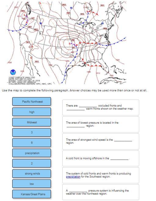 Solved Part 3 version 3 Examine the following weather map | Chegg.com