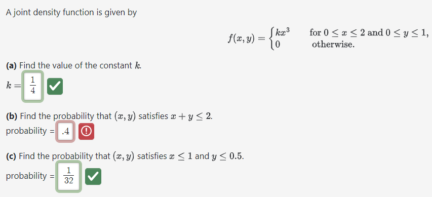 Solved Do ﻿part b ﻿A joint density function is ﻿given | Chegg.com