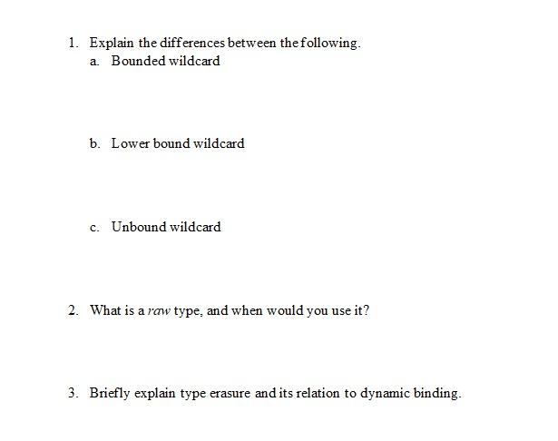 Solved 1. Explain the differences between the following. a | Chegg.com