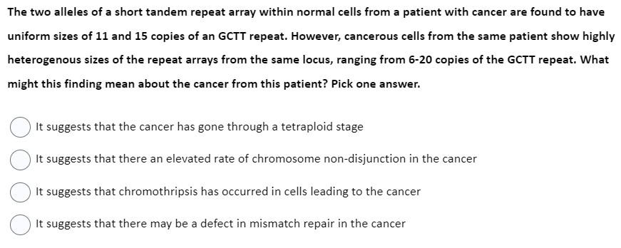 Solved The two alleles of a short tandem repeat array within | Chegg.com