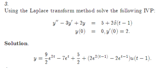 Solved Using the Laplace transform method solve the | Chegg.com