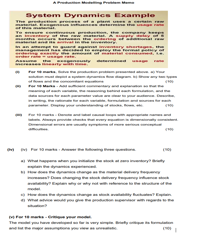 Solved System Dynamics Example The production process of a | Chegg.com