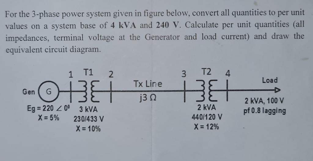 Solved For the 3-phase power system given in figure below, | Chegg.com