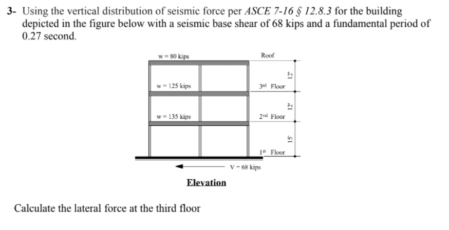 Solved 3- Using the vertical distribution of seismic force | Chegg.com