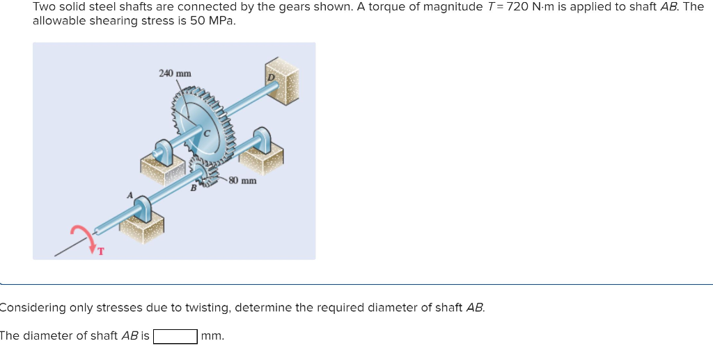 Solved Two solid steel shafts are connected by the gears | Chegg.com
