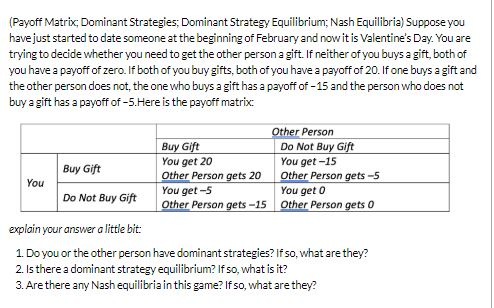 Solved (Payoff Matrix, Dominant Strategies; Dominant | Chegg.com