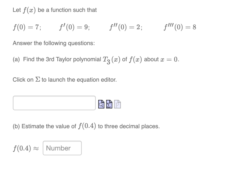 Solved Let f(x) be a function such that f(0) = 7; f'(0) = 9; | Chegg.com