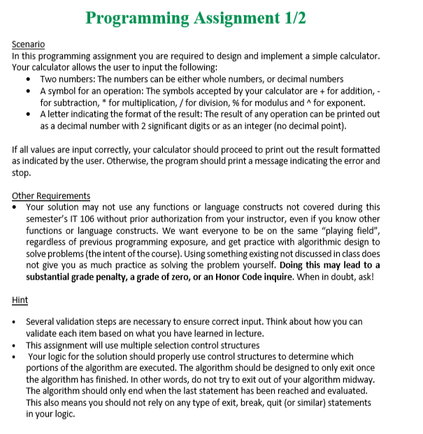 Solved Programming Assignment 1/2 Scenario In this | Chegg.com Solved Programming Assignment 1/2 Scenario In this | Chegg.com