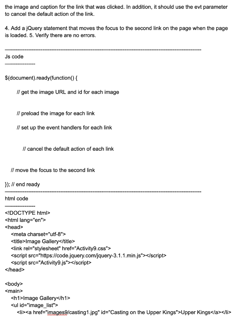 Solved Develop an Image Gallery application that displays | Chegg.com