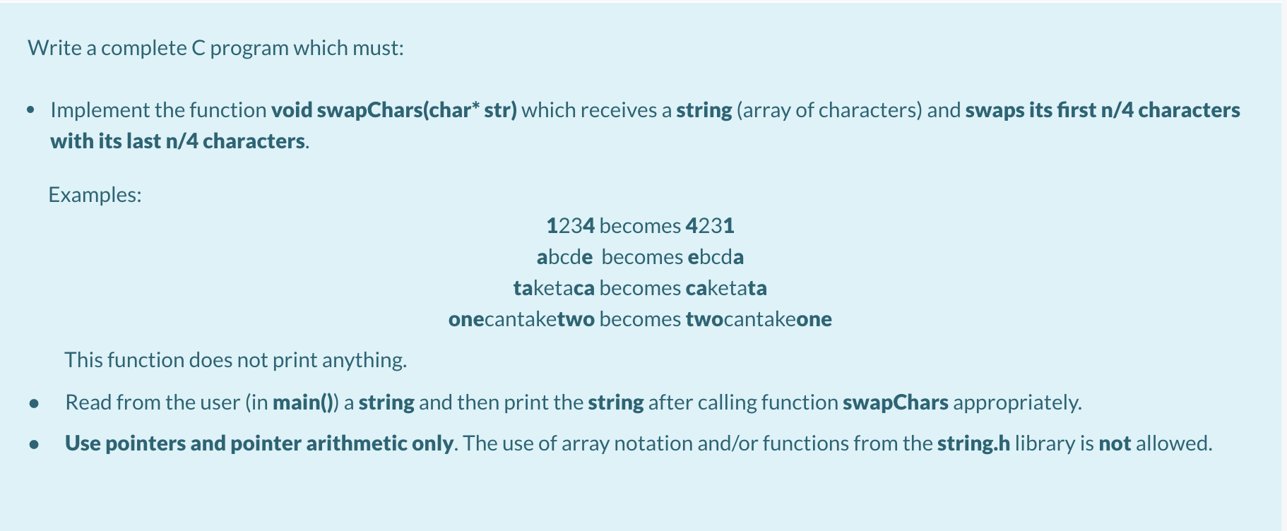 Solved Write a complete C program which must: • Implement | Chegg.com