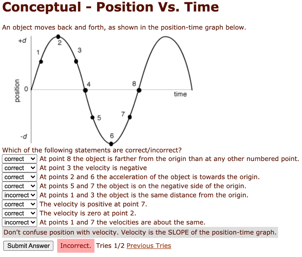Solved Conceptual - Position Vs. Time An object moves back | Chegg.com