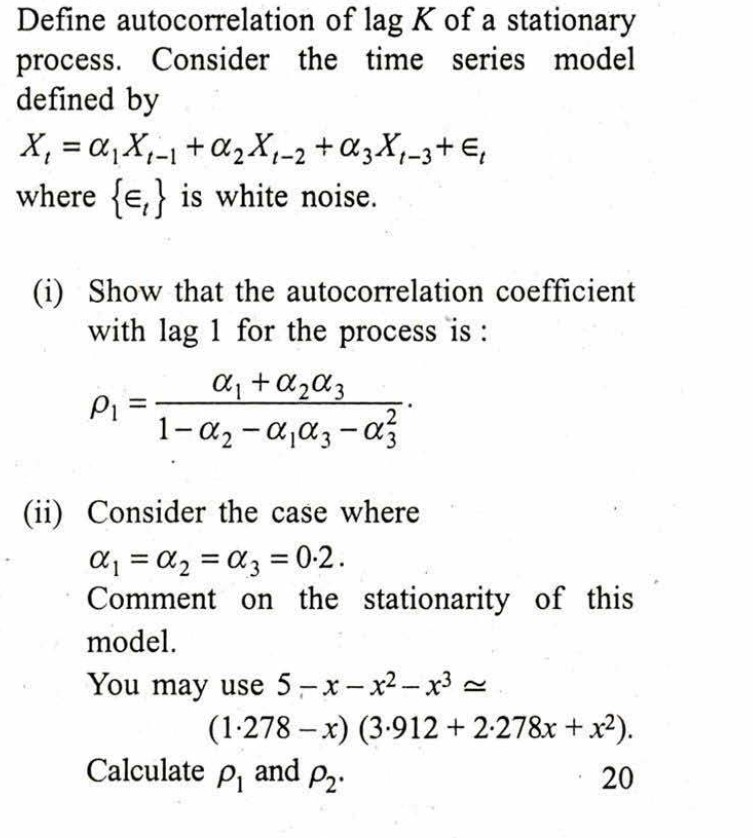 Solved Define autocorrelation of lag K of a stationary | Chegg.com