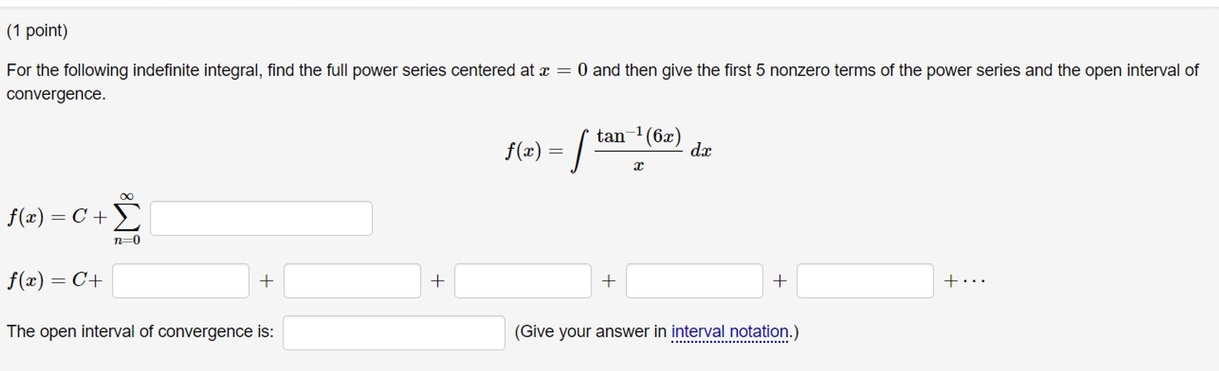 Solved (1 ﻿point)For the following indefinite integral, find | Chegg.com