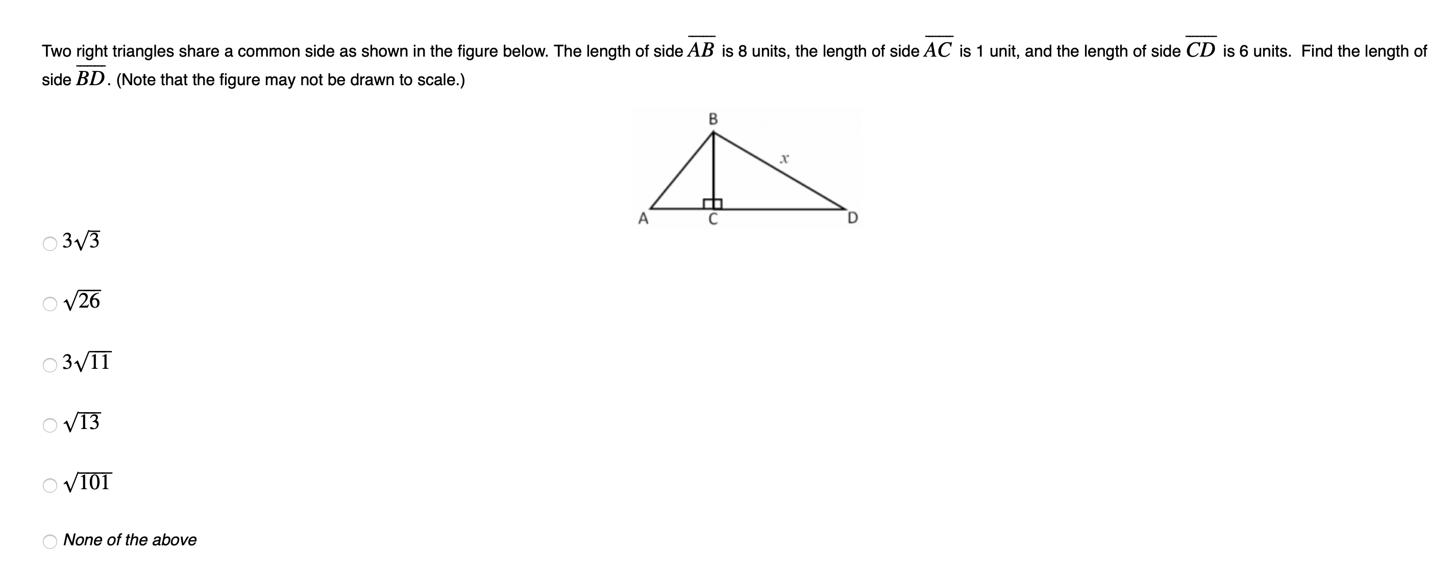 Solved Two right triangles share a common side as shown in | Chegg.com