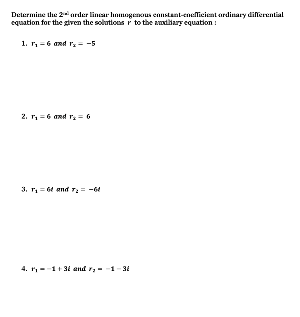 Solved Determine the 2nd order linear homogenous | Chegg.com