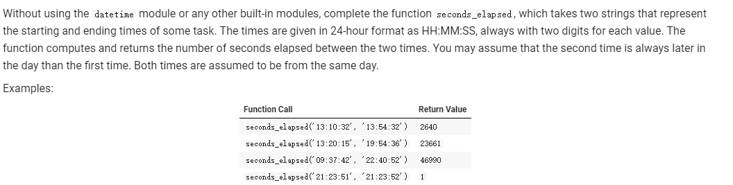 Solved Without using the datetime module or any other | Chegg.com