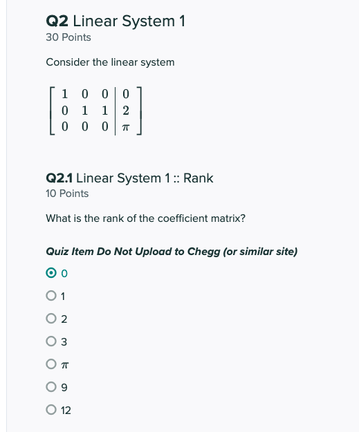 Solved Q2 Linear System 1 30 Points Consider the linear | Chegg.com
