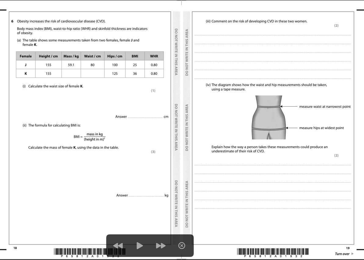 (ii) The table shows a body fat interpretation chart. | Chegg.com