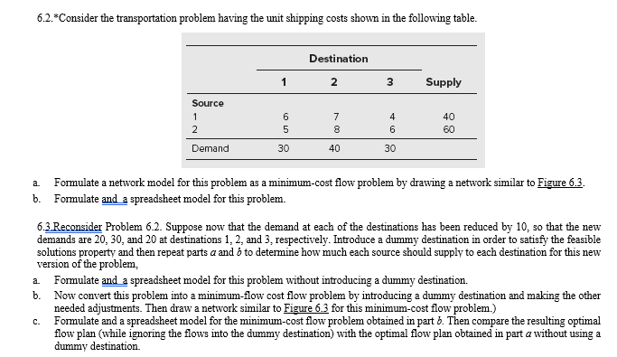 Solved 6.2. *Consider the transportation problem having the | Chegg.com