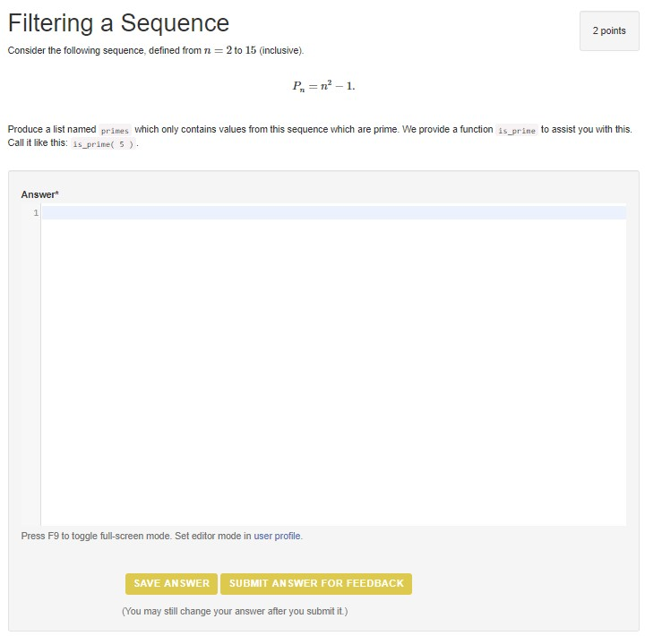 Solved Filtering a Sequence 2 points Consider the following | Chegg.com