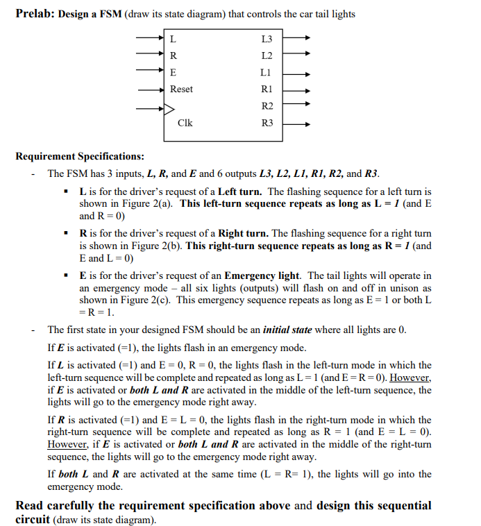 Solved Prelab Design A Fsm Draw Its State Diagram that