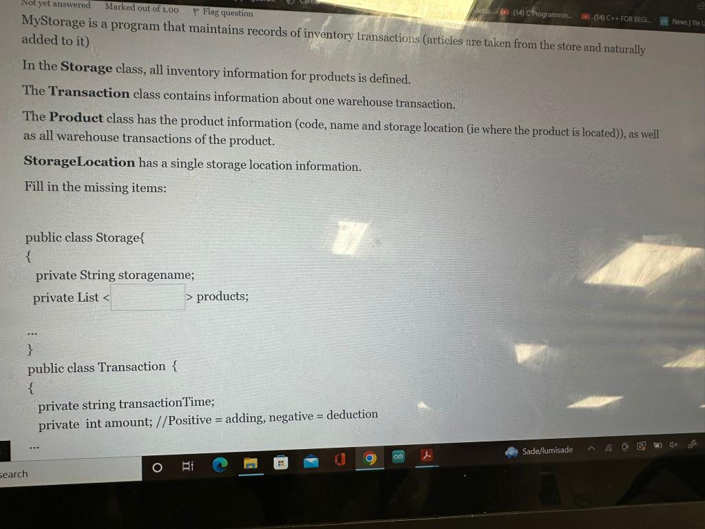 Solved MyStorage is a program that maintains records of | Chegg.com