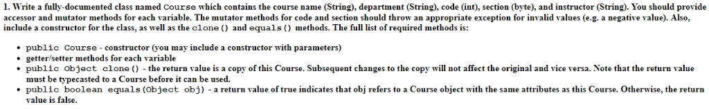 Solved 1 Write A Fully Documented Class Named Course Which