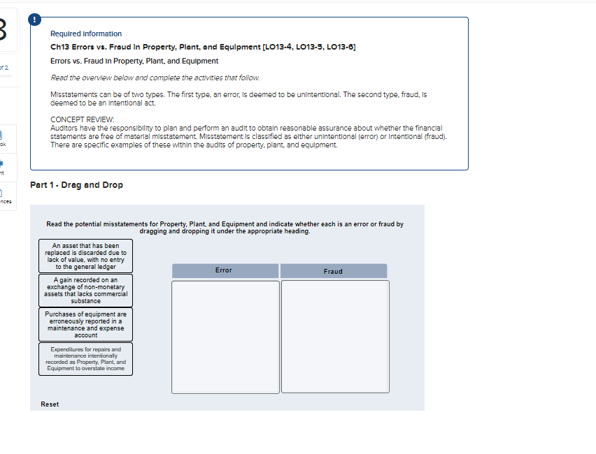 Solved Required information Ch13 Errors vs. Fraud In | Chegg.com