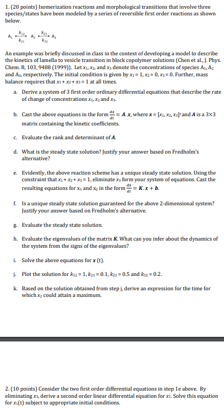 Solved 1. ( 20 points) Isomerization reactions and | Chegg.com